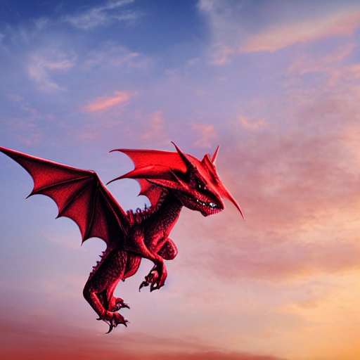 Red Cartoon Dragon Flying