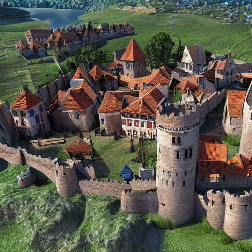 Medieval Castle Birds Eye View