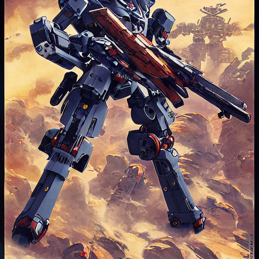prompthunt: no ganzu raifu, revolver headed mecha. mobile combat suit ...