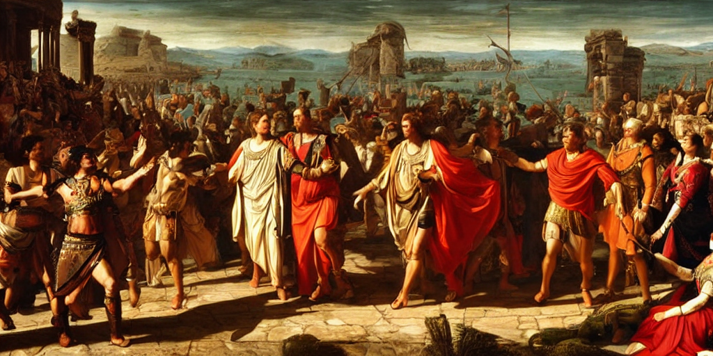 Caesar And Cleopatra Painting