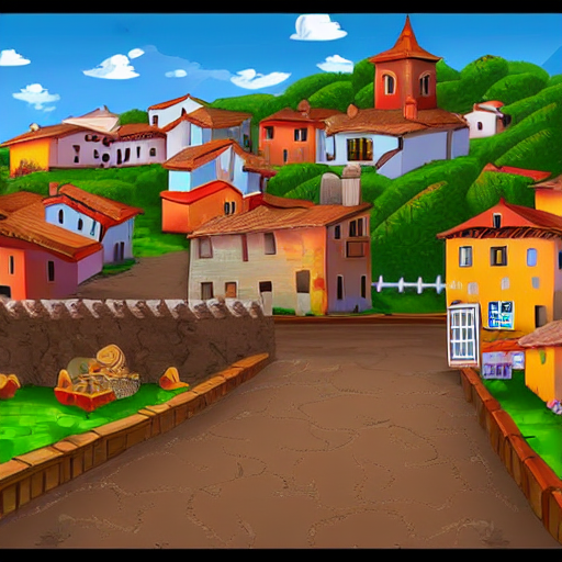 prompthunt: A Spanish village. 2D Game Background, Side Scrolling ...