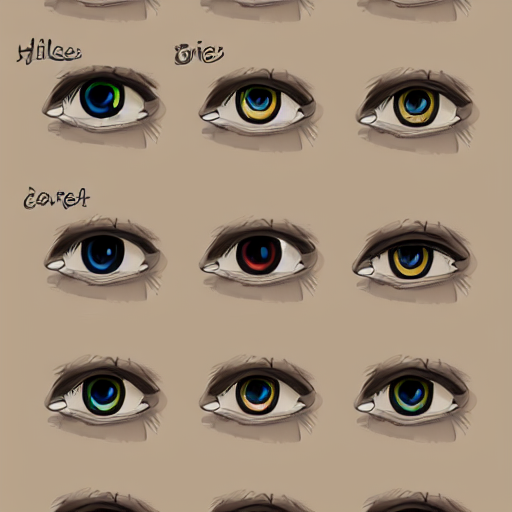 prompthunt: game asset sheet, how to sketch eyes overlay