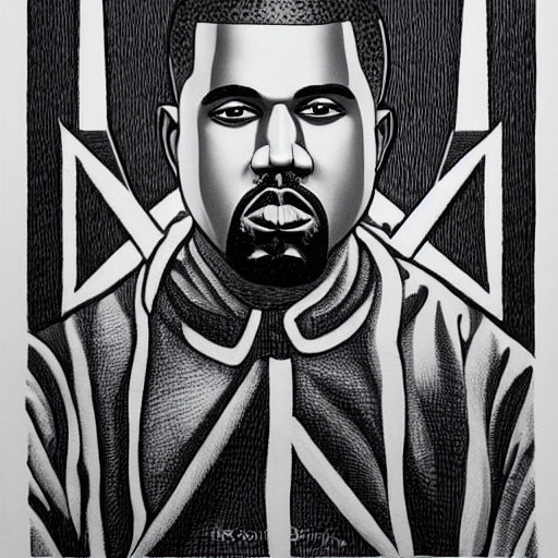 Kanye West Black And White Drawing