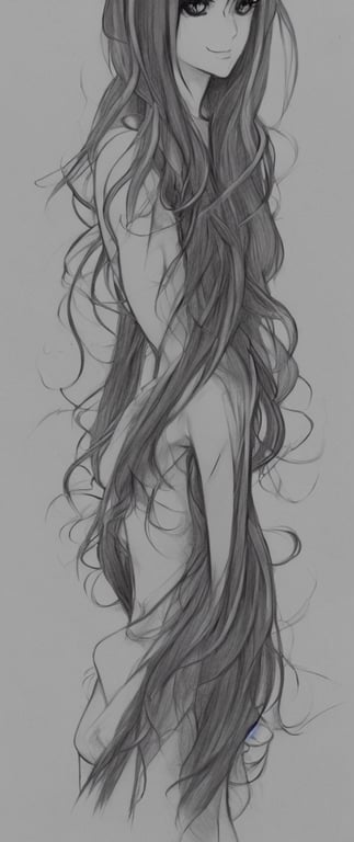 Girl With Long Hair Sketch