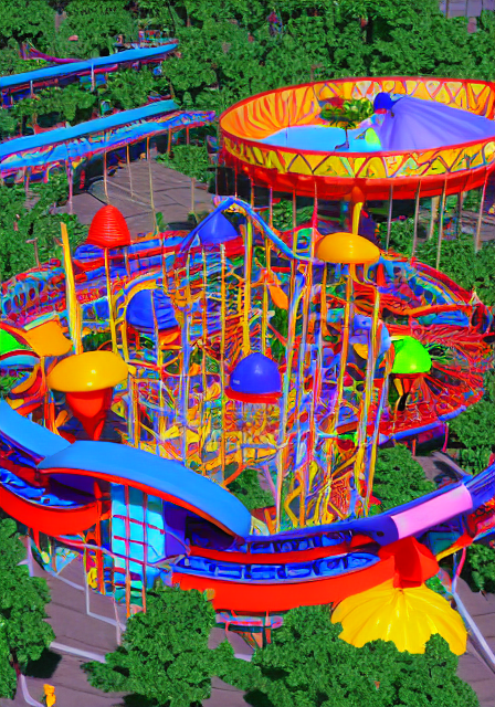 prompthunt: a colorful primitive 3D render of an amusement park ...