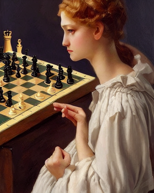 prompthunt: a girl playing chess, beautiful face, oil on canvas ...
