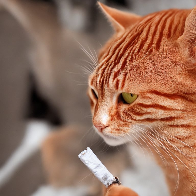 Cat Smoking Cigarette