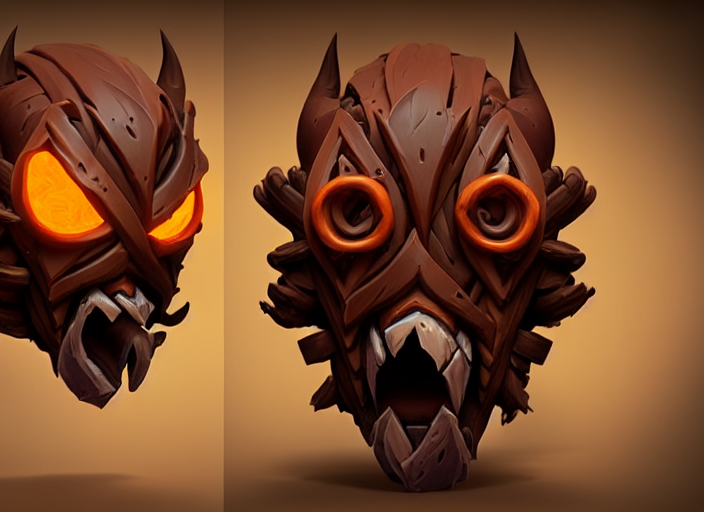 prompthunt: brown wooden festeroot warlock head, stylized stl, 3 d ...