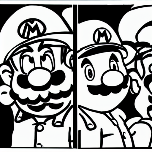 Mario And Luigi Drawings In Black And White