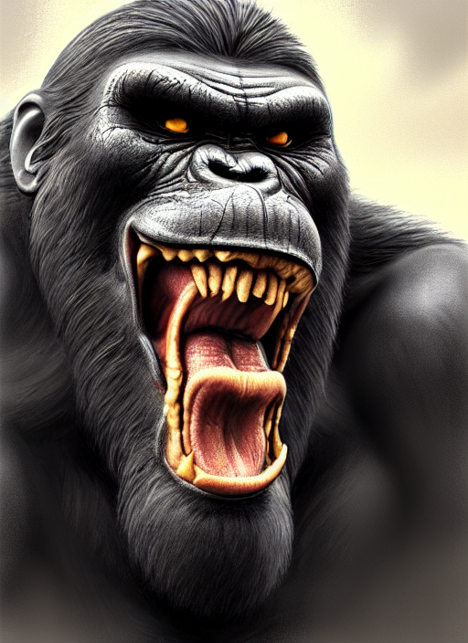 Angry Screaming Gorilla Face Drawing