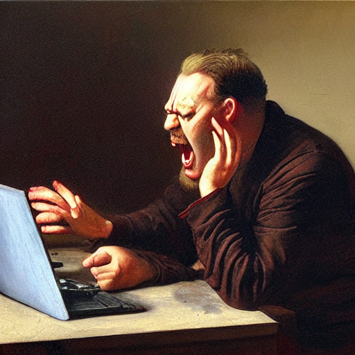 Angry Guy On Computer