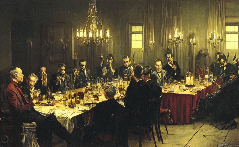 Fancy Dinner Party Painting
