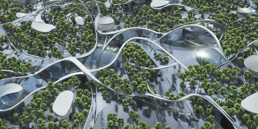 Futuristic Buildings On Water