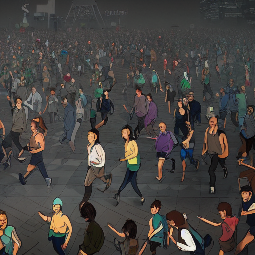 Crowd Running Away