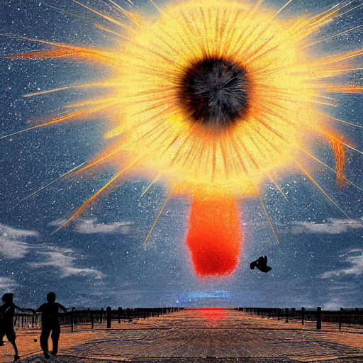 People Running From Explosion