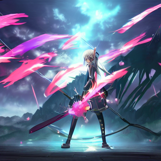 Anime Girl Sword Drawing