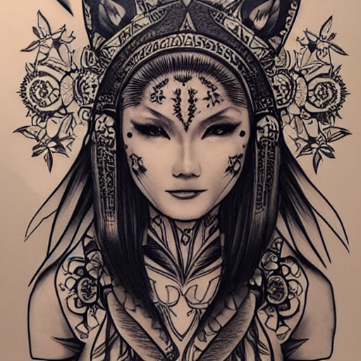 Traditional Wolf Headdress Tattoo