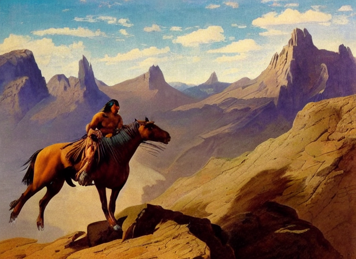 Native American Riding Horse Painting