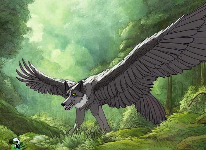 Pretty Anime Wolf With Wings