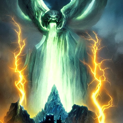 prompthunt: argonath with a giant balrog rising up behind it n 4