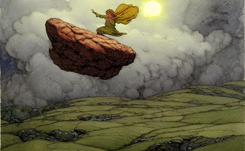 Flying Rock Cartoon