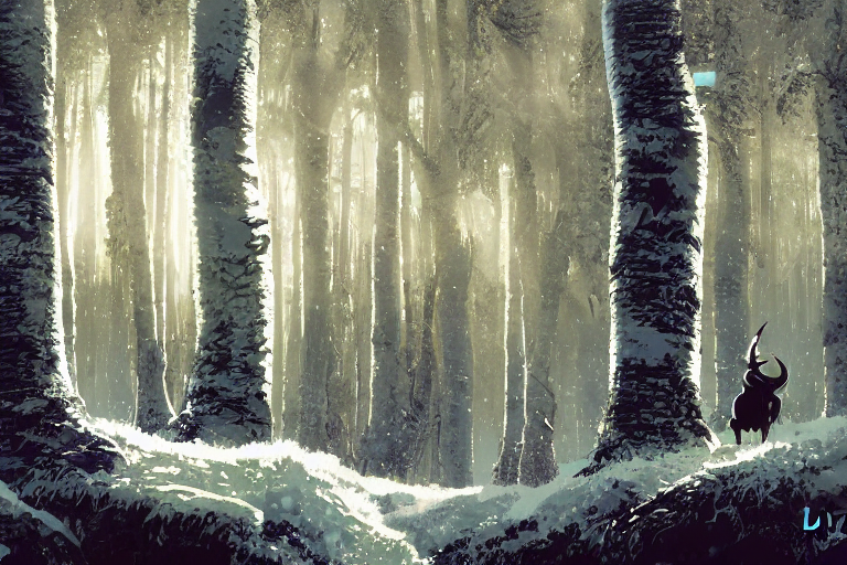 prompthunt: a forest druid with goat horns in tranquil grove of birch ...