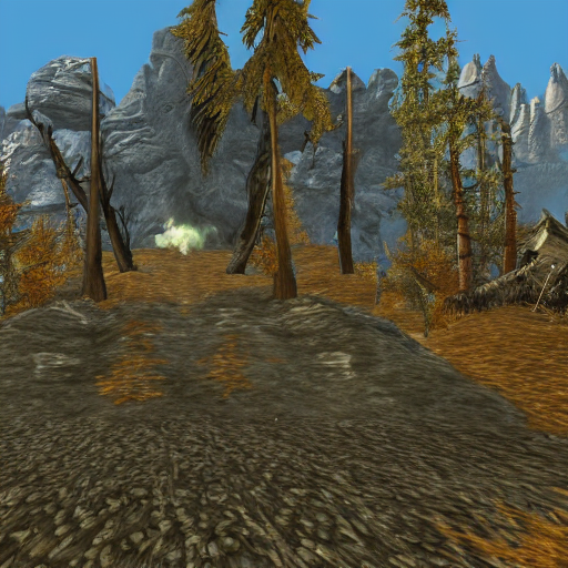 prompthunt: The world of Skyrim in Playstation 1 graphics
