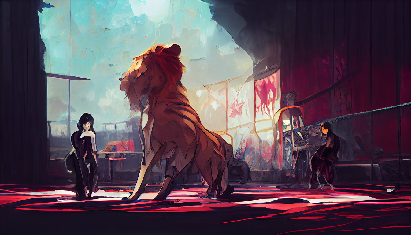 Cartoon Female Lion Tamer Circus