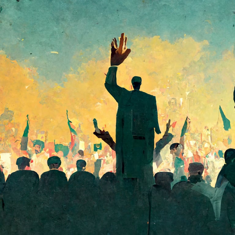 prompthunt: a Pakistani politician making a speech while people raise ...