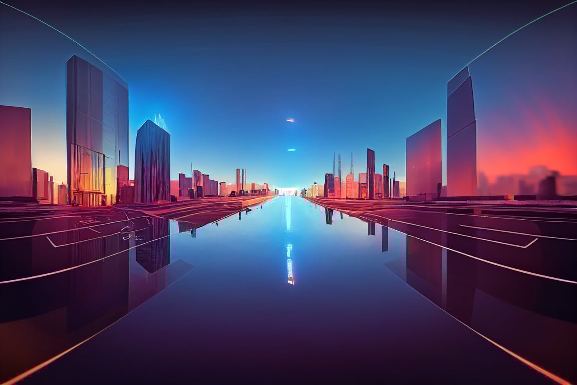 prompthunt: HDRI photo of a cyberpunk city, centered and symetrical ...