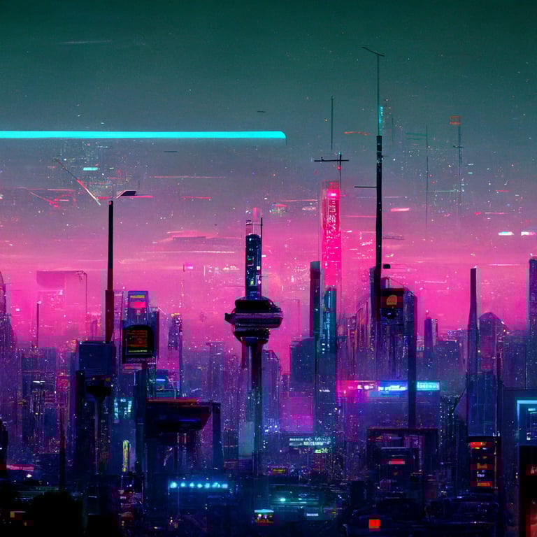 prompthunt: neon cyberpunk vaporwave aesthetic city