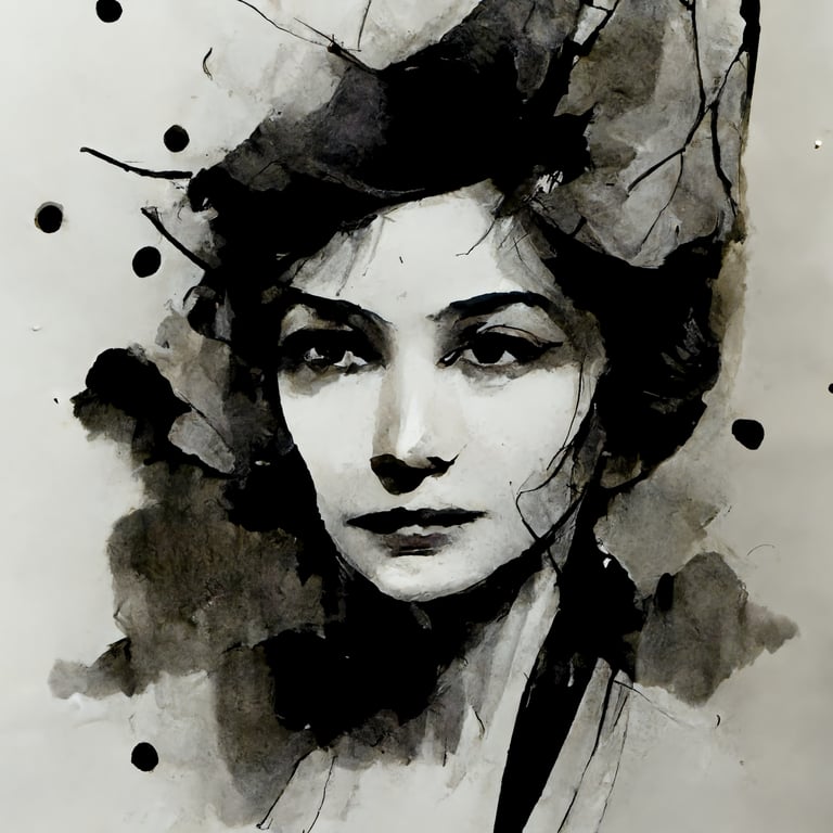 Black And White Ink Portrait