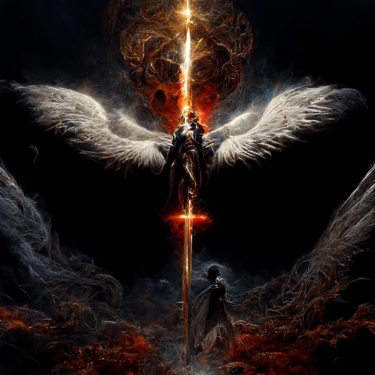 prompthunt: archangel michael fighting lucifer, 8k, wallpaper size, ultra, who god watching the ...