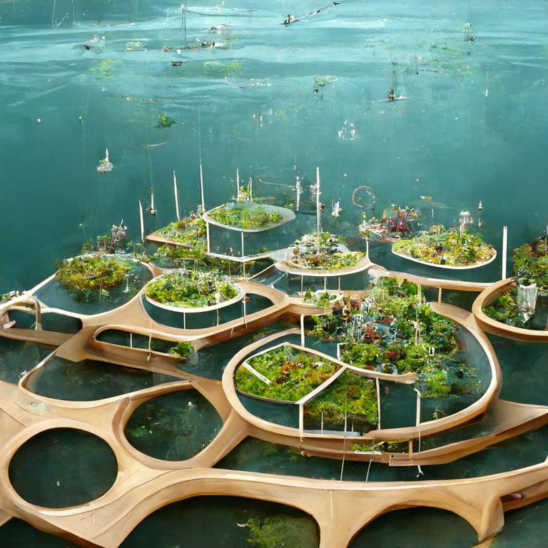 prompthunt: Floating city showing recreational space and community ...