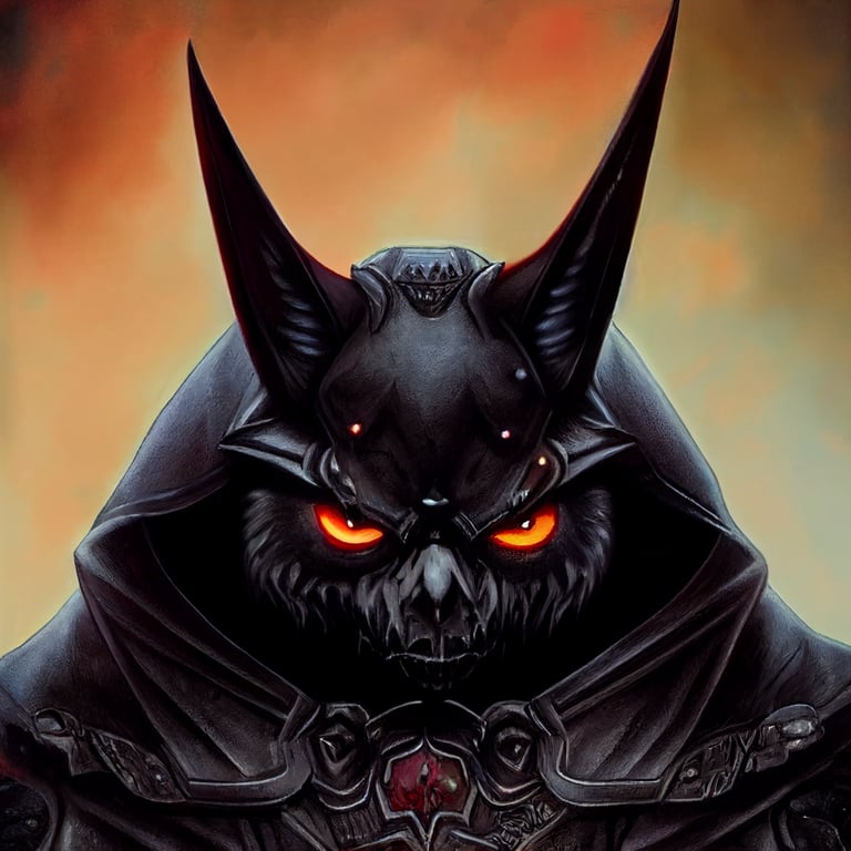 prompthunt: an anthropomorphic bat with red eyes, death Knight from ...