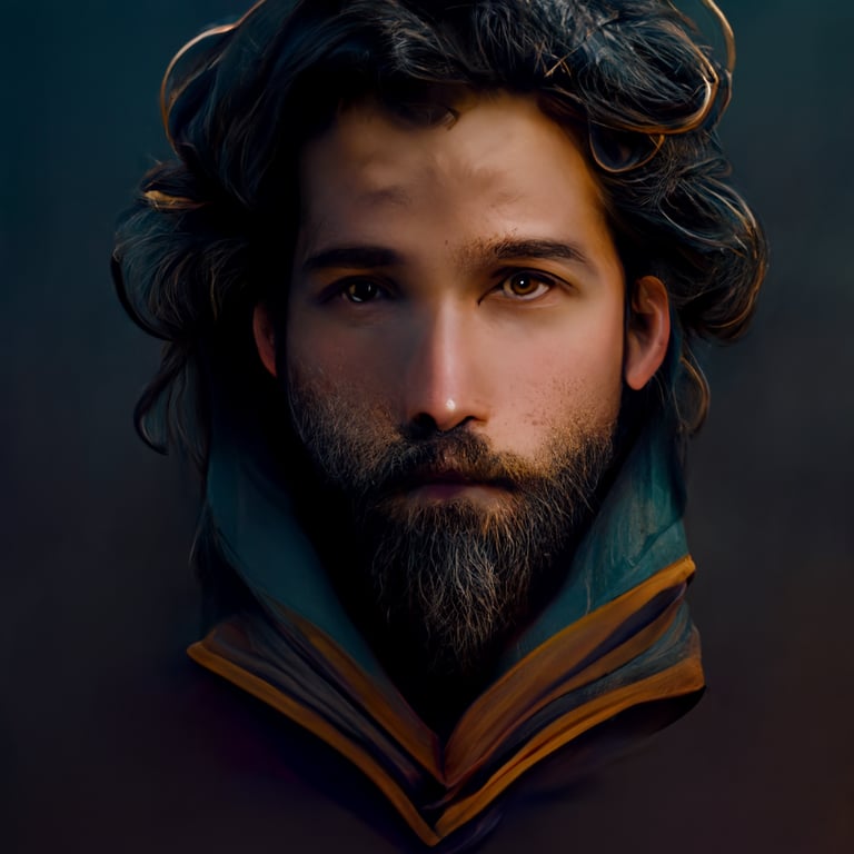 prompthunt: character design, Human male bard with medium wavy hair and ...
