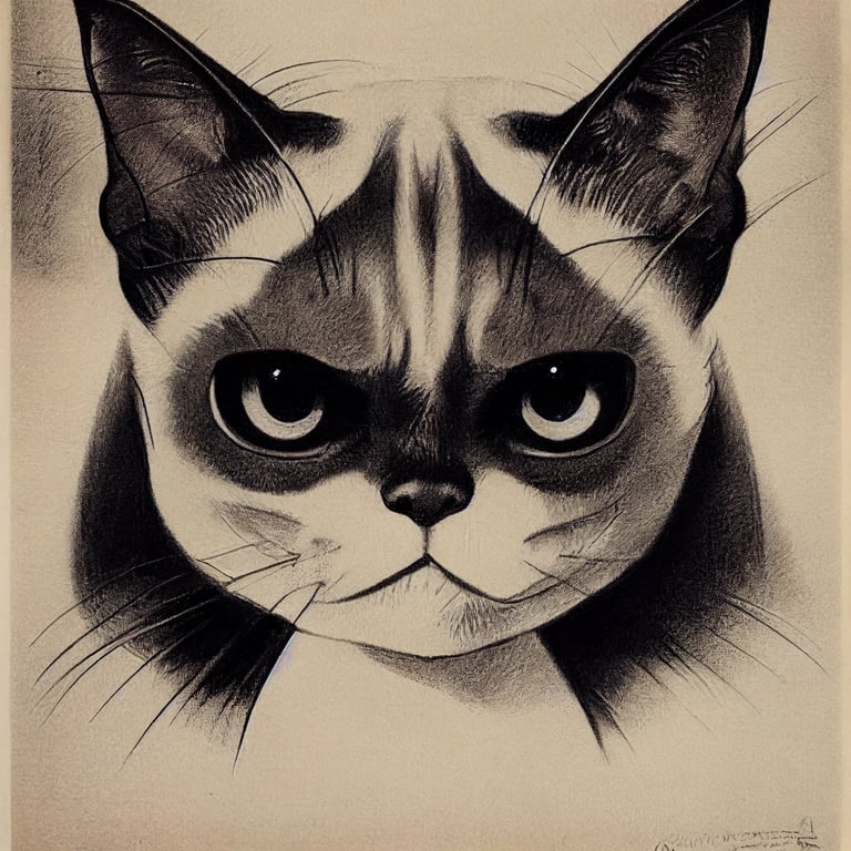Grumpy Cat Pencil Drawing