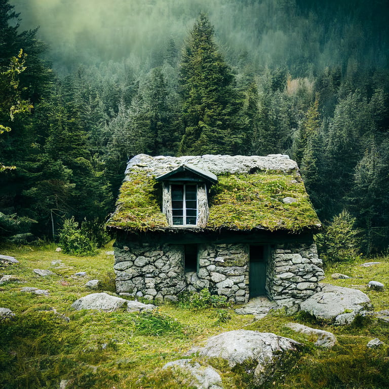 Stone Cottage In The Forest