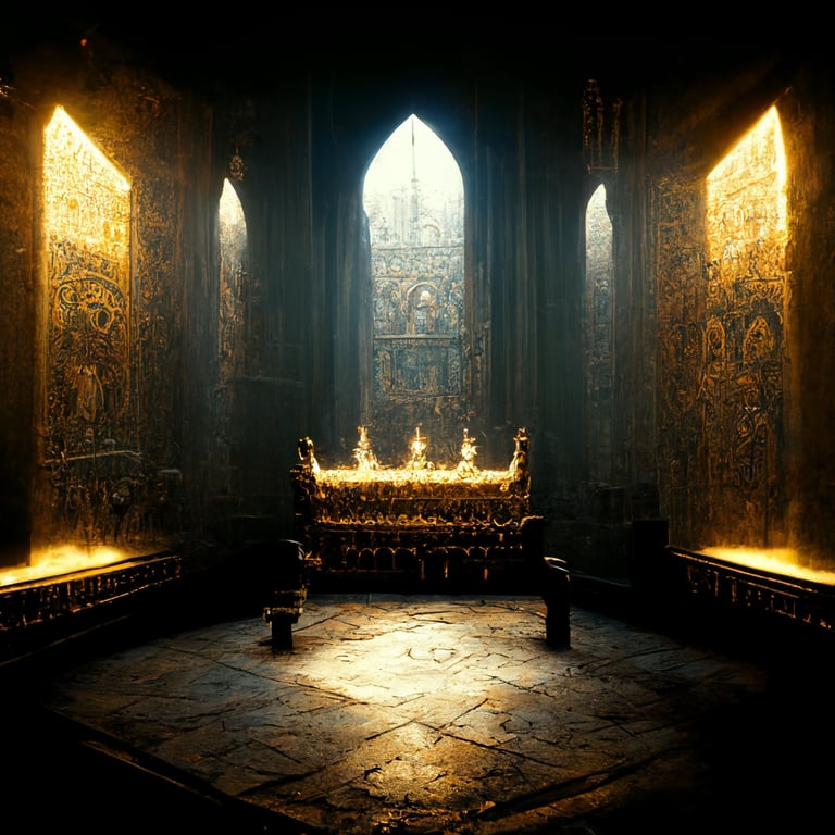 prompthunt: medieval empty throne room, dramatic lighting, cinematic ...