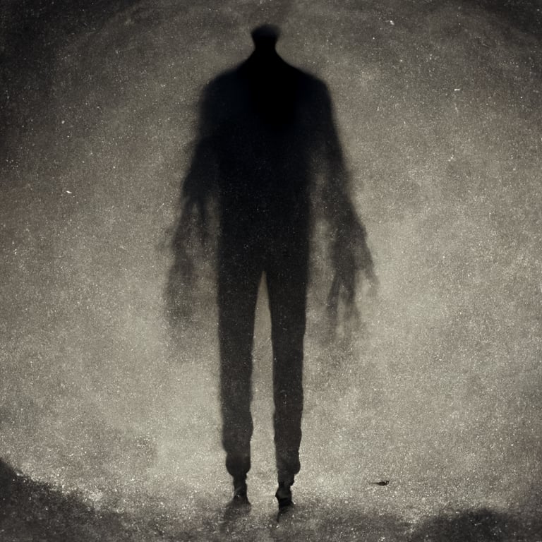 prompthunt: black shadow figure ghost of a man, shadow person, black silouette of an undefinable ...