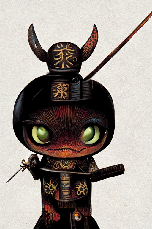 prompthunt: Stylized chibi ant rex samurai with a katana in his hands ...