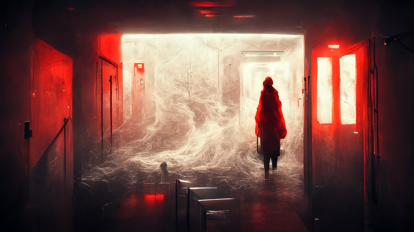 prompthunt: phasmophobia , silhouette of a ghost , very dark corridor ...