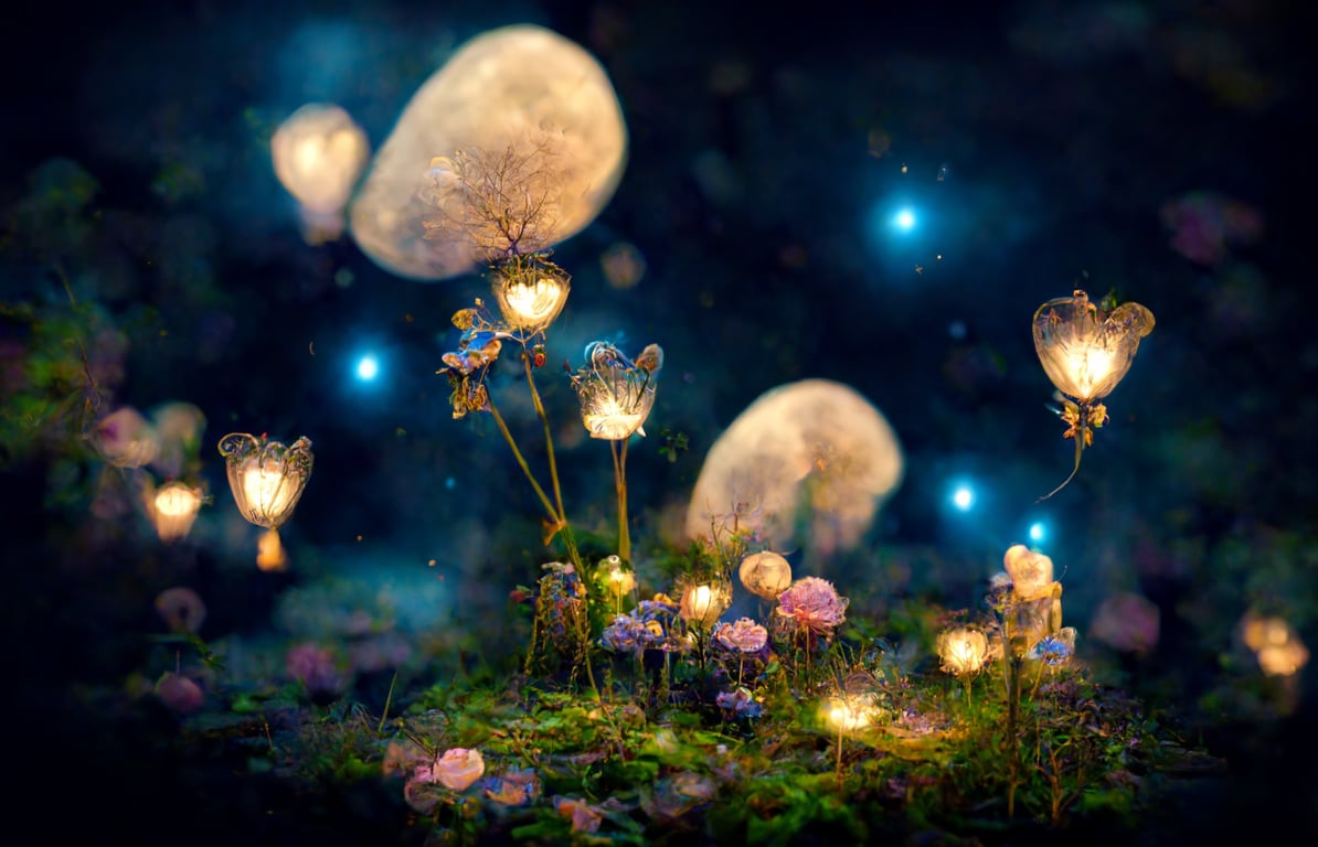 Romantic Garden At Night