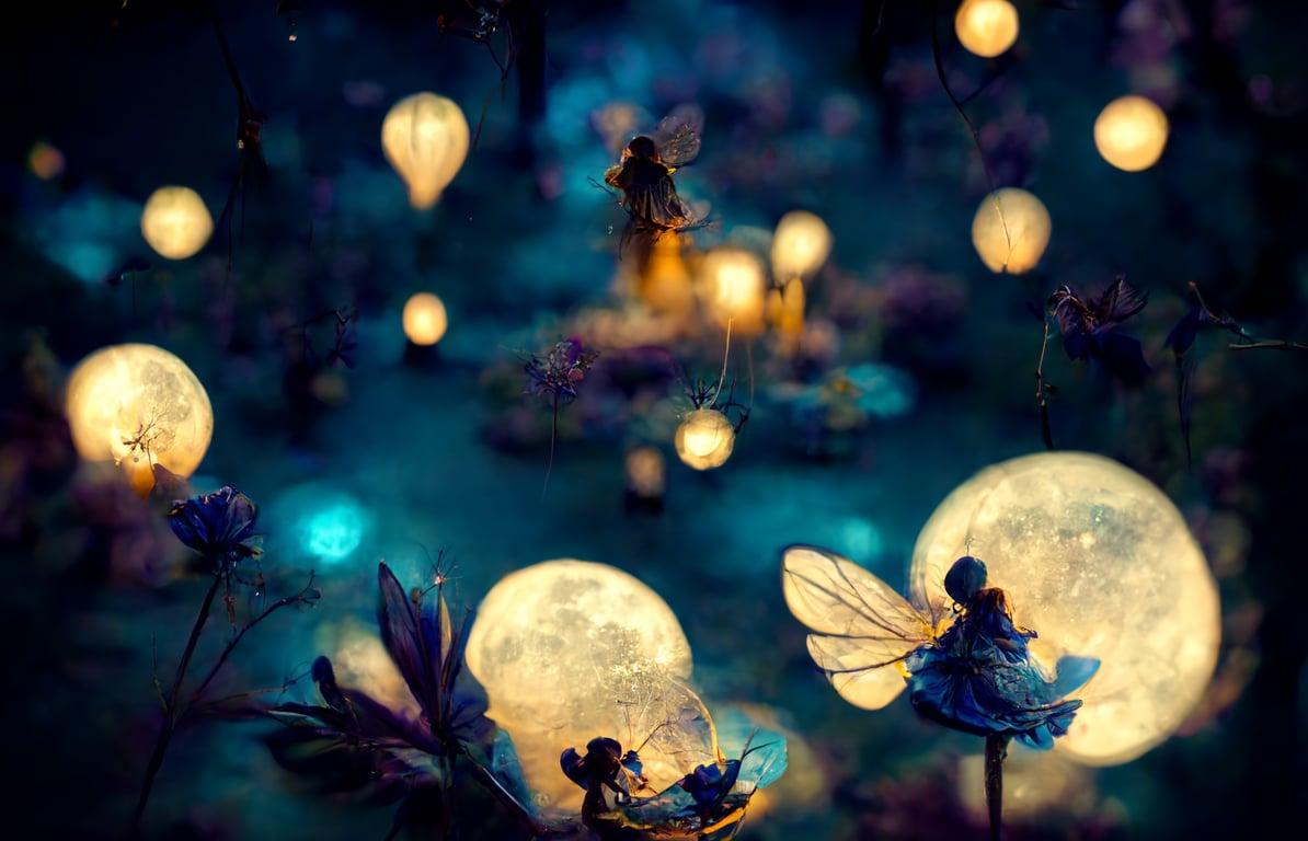 Fantasy Garden At Night