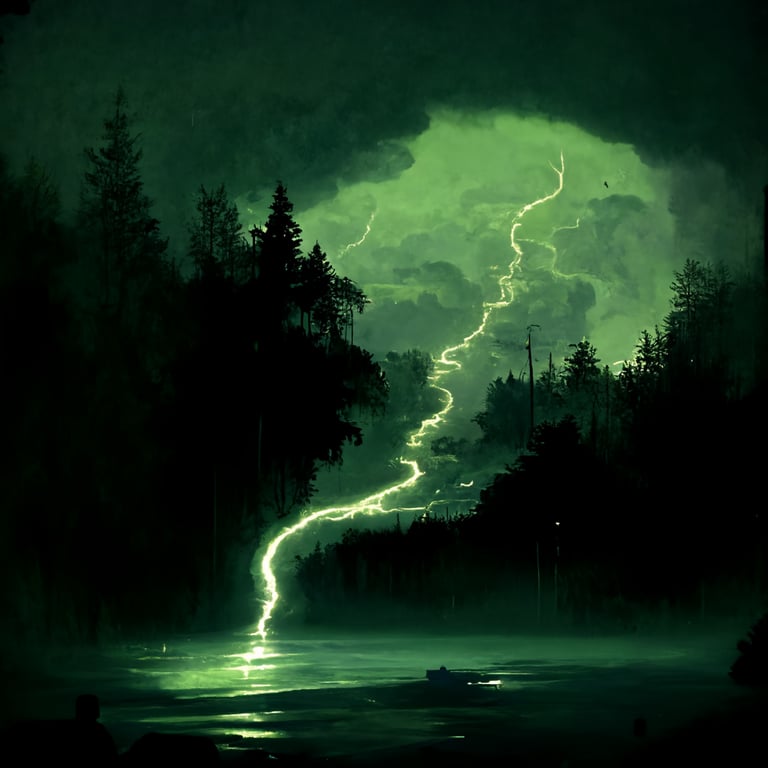 Green Lightning Storm