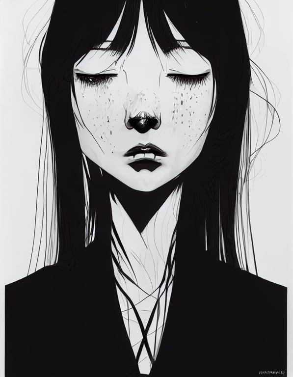 Sad Anime Girl Sketch