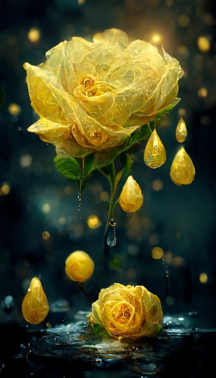 Beautiful Yellow Roses With Water Drops
