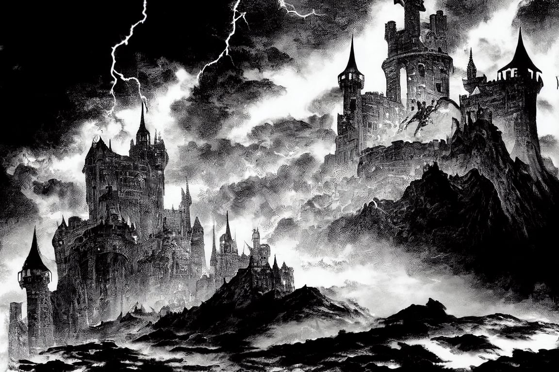 Medieval Castle Black And White