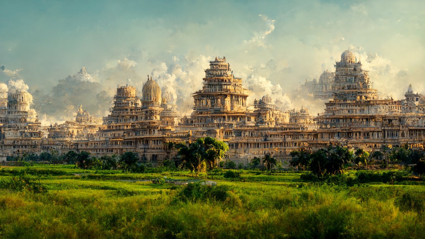 prompthunt: ancient prosperous Indian kindom, Patliputra, vast expanse ...