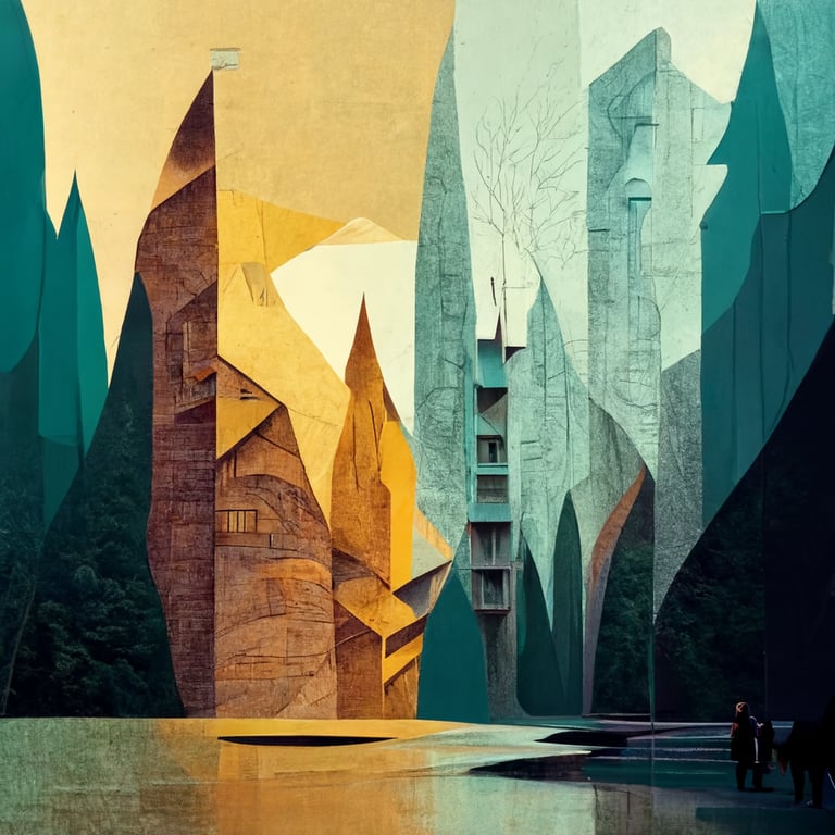 prompthunt: Graphic illustration of Balanced Architecture Between M ...